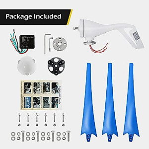 Dyna-Living Wind Turbine 24V 800W Wind Turbine Generator Kit 3 Blades Wind Turbines Motor with Charge Controller (Not Included Mast)