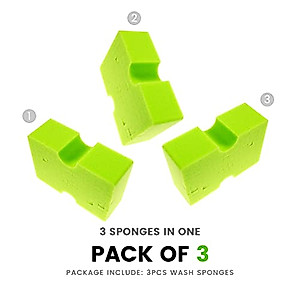 Grime Grabber Detailing Jumbo Cross-Cut Grid Sponge 3-Pack | All-Purpose, Durable, Extra Absorbent Sponge for Cleaning | Large, Easy-Grip Car Cleaning Sponge | Soft, Scratch-Free Multi-Use Sponge