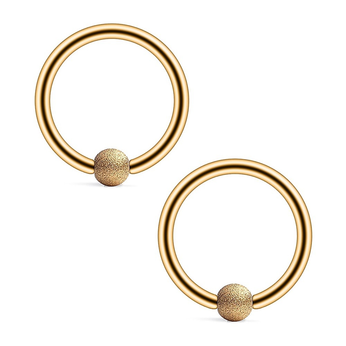 Ruifan 12PCS 316L Surgical Steel Matte Captive Bead Rings Nose Belly Eyebrow Tragus Lip Ear Nipple Hoop Ring BCR 16G 10MM