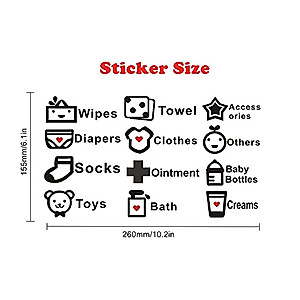 Upgraded Size Baby Diaper Cart Classification Stickers