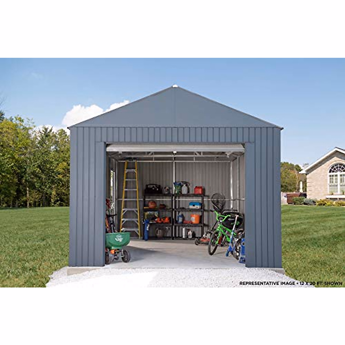 Sojag 12' x 20' Everest Galvalume Steel with Extra Tall Walls Garage Storage Building, 12' x 20', Charcoal