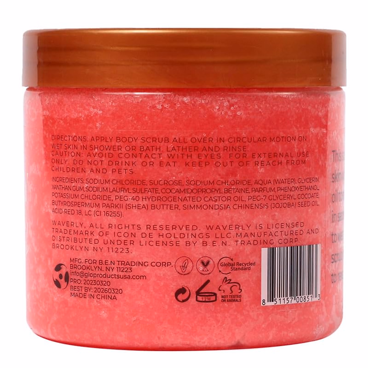 Waverly Strawberry - Shea Butter Foaming Body Scrub - Luxurious Lather Deep Cleans and Nourishes Skin with Natural Oils