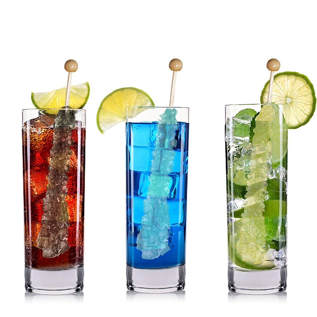 Extra Large Rock Candy Sticks: 36 Light Blue Cotton Candy Lollipop - Individually Wrapped - Crystal Rock Candy Sticks for Candy Buffet, Birthdays, Weddings, Receptions, Bridal and Boy Baby Showers