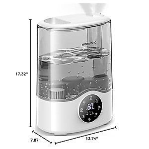 Homvana Humidifier Large Room, 7L (807ft²) Smart Warm and Cool Mist, Top-Fill Humidifiers for Bedroom Baby Nursery Grow Tent, Auto Adapt Mist Quick Air Humidity Indoor, Easy to Clean, Quiet, Diffusers