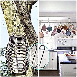 DINGEE 8 Inch S Hooks Heavy Duty,6 Pack Extra Large Metal S Shaped Hooks for Hanging Plants Outdoors,Closet, Flower,Basket, Patio,Bird Feeders, Bird House,Pots and Pans (Black)