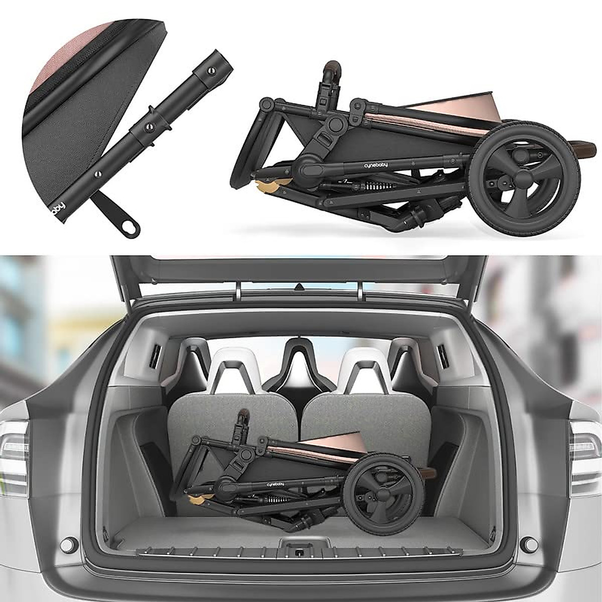 Baby Stroller for Newborn to Toddler, Cynebaby Bassinet Stroller Luxury Infant Pushchair Multi Position Reclining Pram with Mommy Bag/footmuff