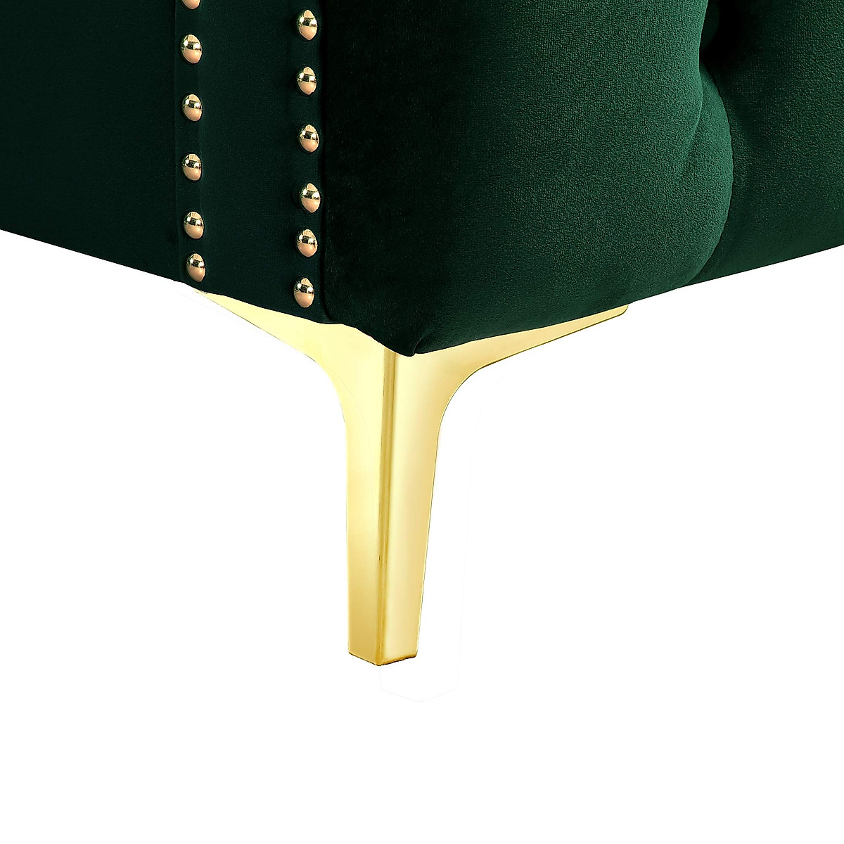 Inspired Home Green Corner Sectional Sofa - Design: Giovanni | 120" Right Facing | Velvet | Storage | Metal Legs | Tufted Design