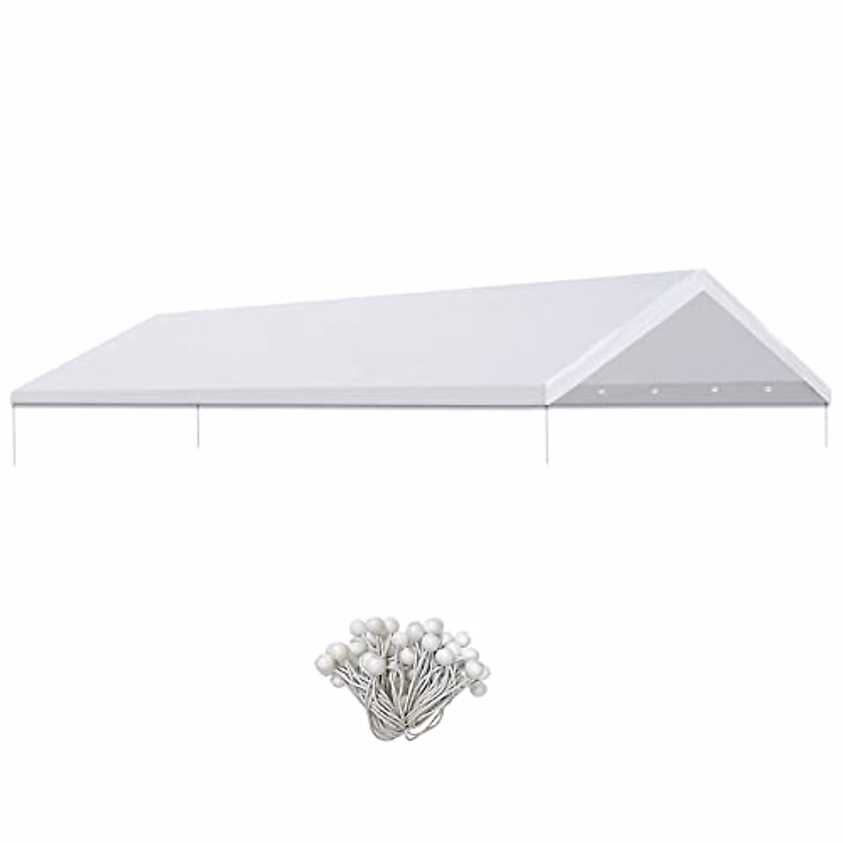 Strong Camel Carport Conopy Cover 12 x 20 Feet Replacement Tent Garage Outdoor Top Tarp Car Shelter with Ball Bungees (with Edge, Frame Not Included)