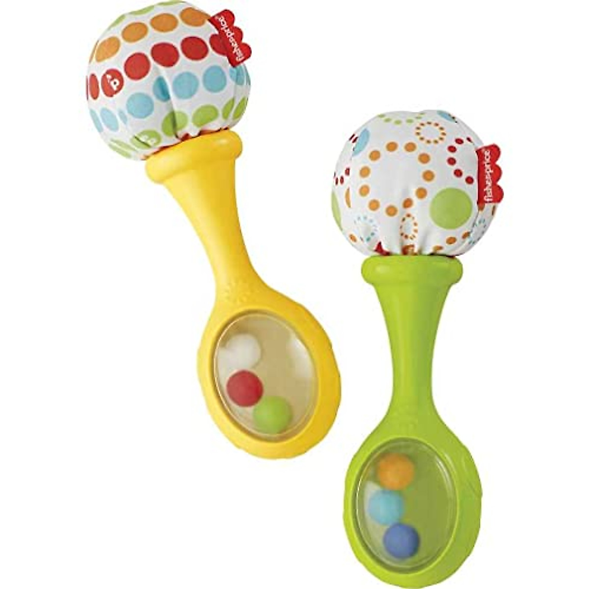 Fisher-Price Baby Toys Rattle ‘N Rock Maracas, Set Of 2 Soft Musical Instruments For Infants 3+ Months, Green & Yellow