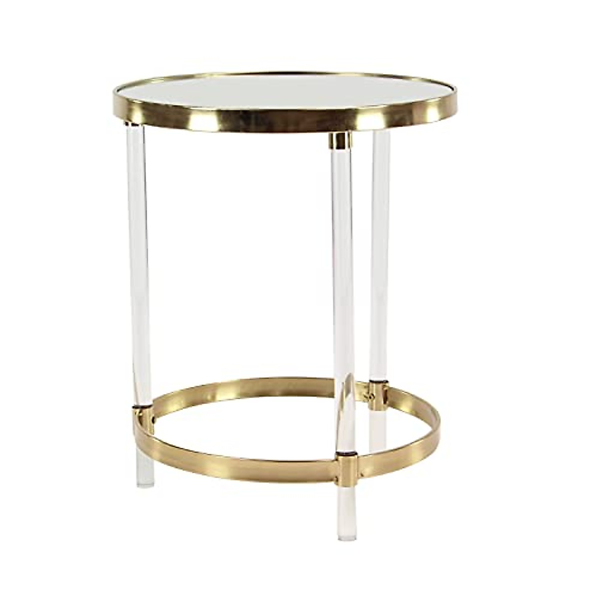 Deco 79 Acrylic Round Accent Table with Mirrored Top and Acrylic Legs, 19" x 19" x 23", Gold