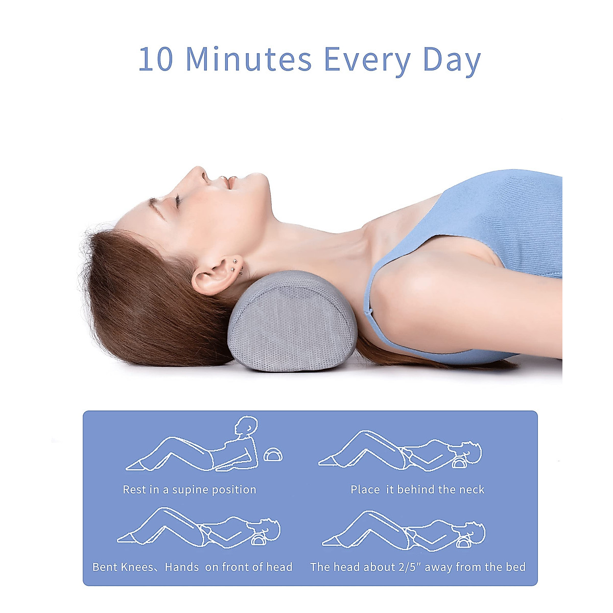 Bespilow Say Goodbye to Neck Pain Small Neck Support Pillow,Cervical Neck Roll Memory Foam Pillow,Cervical Traction Device,Neck Pillows for Tension Muscle Relief,Neck & Shoulder Pain Relaxer