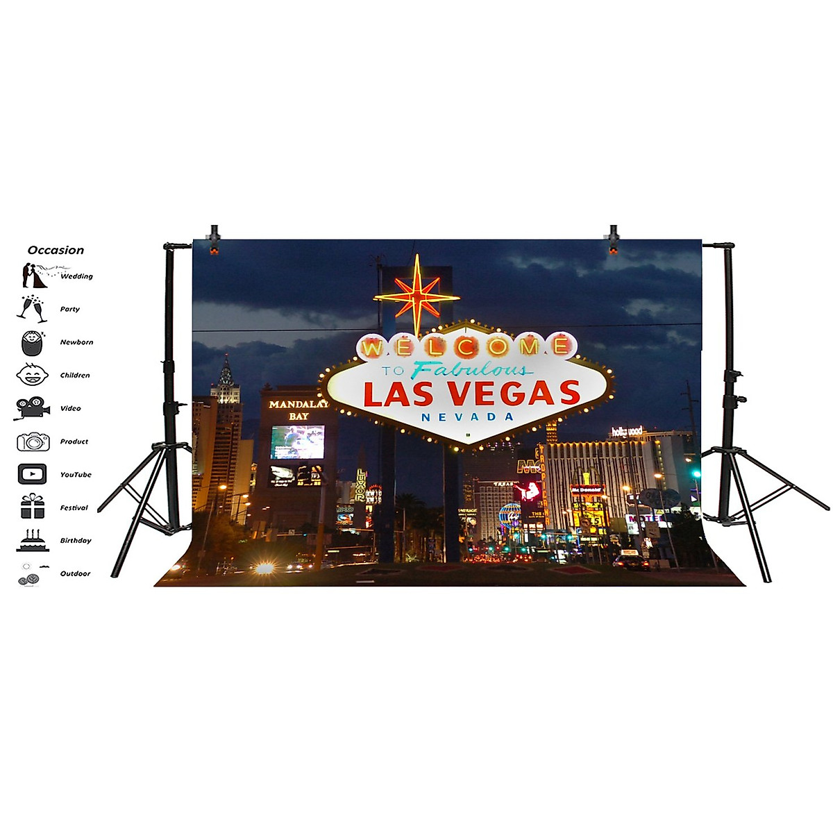 LFEEY 10x8ft Las Vegas Casino Backdrop City Night View Photography Backdrop American Famous Casino Photo Background for Birthday Party Events Studio Props