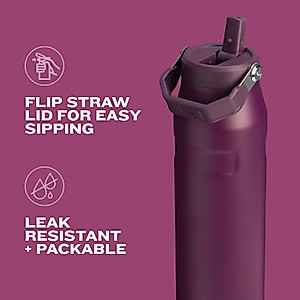 Stanley IceFlow Flip Straw 2.0 Water Bottle 24 oz | Built-In Straw for Travel and Sports | Lightweight and Leak Resistant | Insulated Stainless Steel | BPA-Free | Poolside