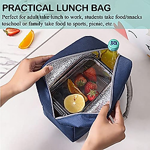 Mziart Cute Lunch Bags for Women, Cartoon Thermal Lunch Tote Bag Lunch Box Containers Cooler for Adult Boys Girls School Picnic Travel (Navy Blue Cat)