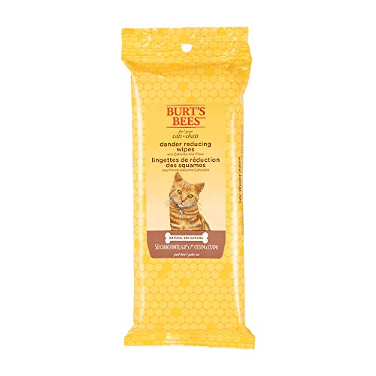 Burt's Bees for Cats Natural Dander Reducing Wipes | Kitten and Cat Wipes for Grooming | Cruelty Free, Sulfate & Paraben Free, pH Balanced for Cats - Made in USA - 2 Pack
