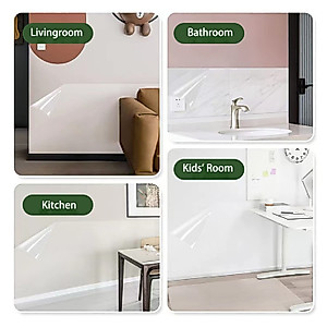 CHANMOL Clear Peel and Stick Wallpaper, Self-Adhesive Wallpaper Wall Protector, Oil Proof Waterproof Contact Paper for Kitchen Cabinets, Whiteboard, Shelf Drawer Liner (15.7" x 394")