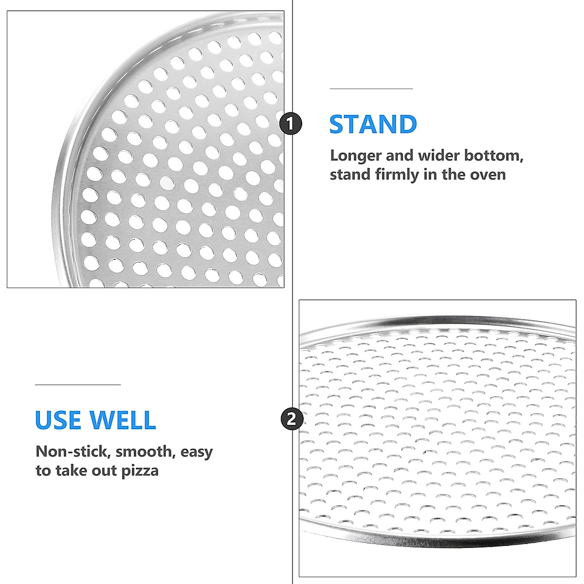 Hemoton Pizza Oven Tools 9 Inches Pizza Pan Even Heating Accessories Non Stick Tray Kitchen Tools Plate Hole Home Baking Bakeware Perforated Aluminum Alloy Kitchen Gadget Perforated Pizza Pan