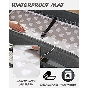 BEKA Portable Changing Table, Foldable Baby Changing Table, Changing Station for Infant w/Waterproof Diaper Changing Table Pad, Adjustable Height Diaper Station, Mobile Nursery Organizer for Newborn