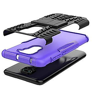 COTDINFORCA Compatible with Xiaomi Redmi Note 9 Case,Redmi Note 9 Case Heavy Duty with Kickstand Dual Layer Drop Protection Shockproof Hard Phone Case for Xiaomi Redmi Note 9. Hyun Purple