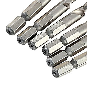 Yakamoz 6PCS Drill Tap Combination Bit Set HSS Deburr Countersink Bit 1/4 Hex Shank Tool Kit | Imperial