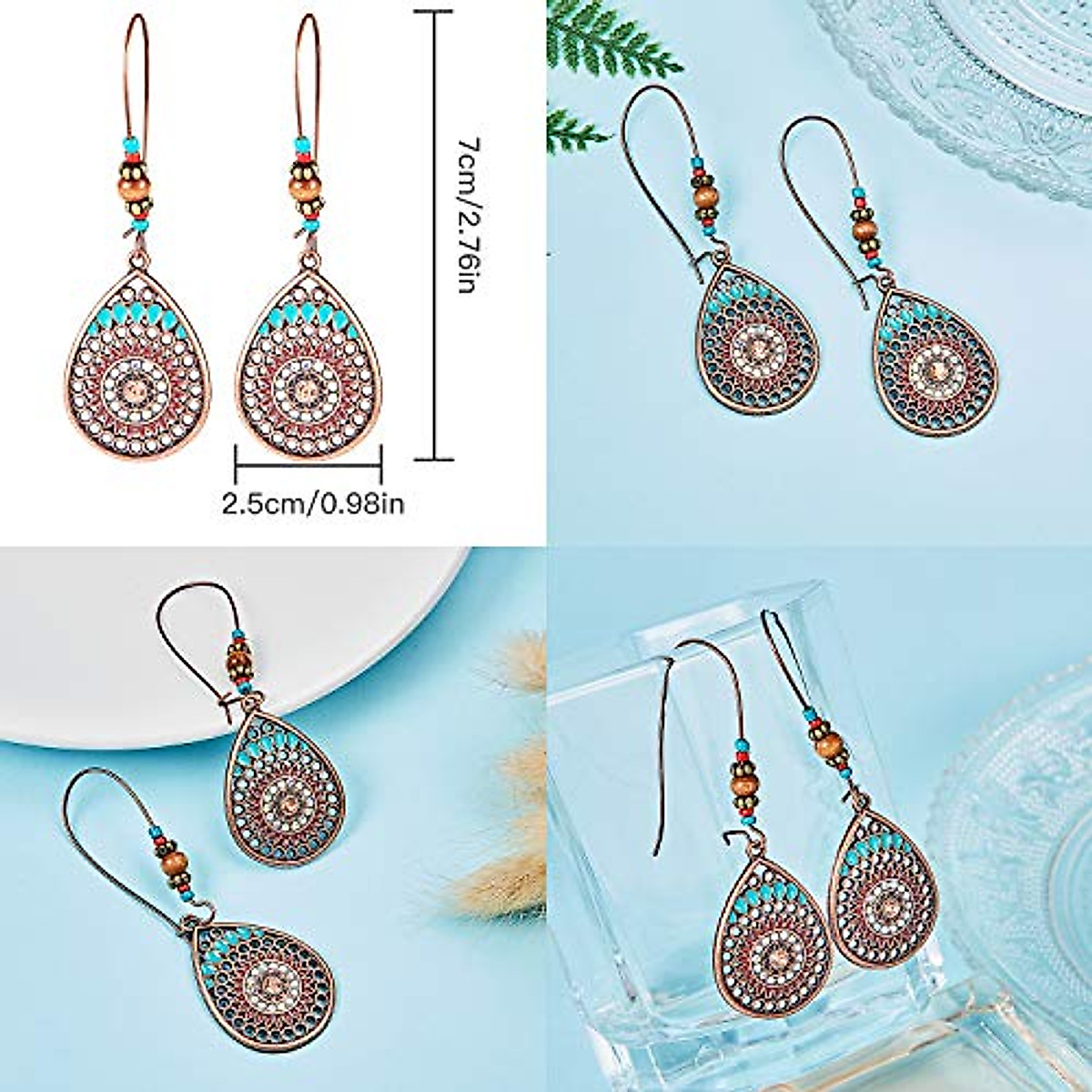 4 Pair Bohemian Vintage Earrings Dangle Drop Earring Jewelry Accessories for Women Supplies