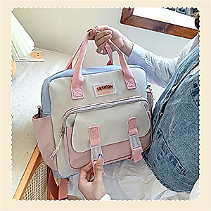 JELLYEA Kawaii Backpack Cute Tote Bag Girl School Crossbody Shoulder Bag with Kawaii Accessories Multi Purpose (Light Pink)