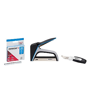 Arrow Fastener T50XKIT1000 TacMate Heavy Duty Staple Gun Kit for Upholstery, Furniture, Office, Decorating, Includes Staple Remover and 1,000 Staples, Black and Silver