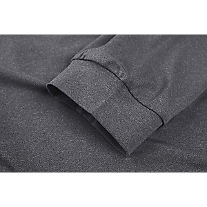 TACVASEN Hiking Long Sleeve Golf Polo Shirts Quick Dry Performance Athletic Casual T-Shirt Grey, L