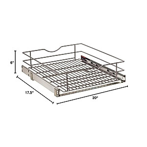 Knape & Vogt RS-MUB-17-FN 5 in. H x 18 in. W x 20 in. D Multi-Use Basket Silver Pull Out Cabinet Organizer, Frosted Nickel