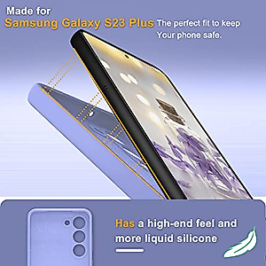 YENAPOON for Samsung Galaxy S23 Plus Case and 2 Pack Tempered Glass Screen Protector, Slim Liquid Silicone Shockproof Protective Case - Elegant Purple