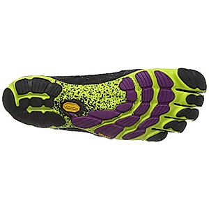 Vibram Women's FiveFingers, V-Run Running Shoe, Black/Yellow/Purple, 7-7.5 M US