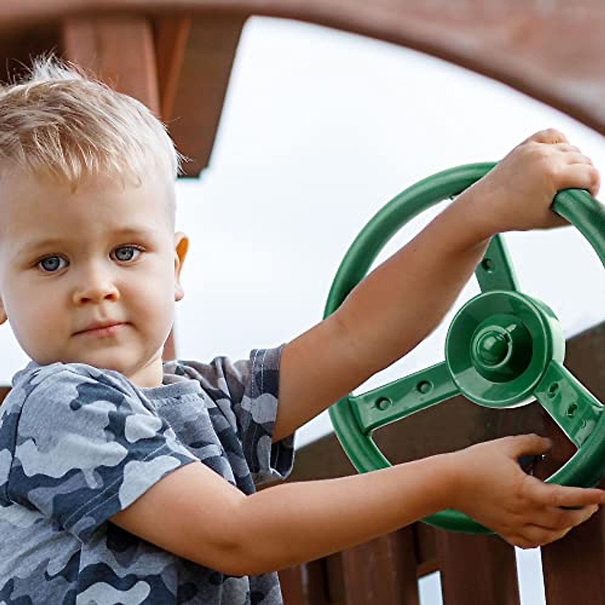 SGBETTER 3 Pack Swingset Steering Wheel Playset Accessories Toys Pirate Ship Steering Wheel for Kids Outdoor Playhouse Treehouse Playground, 3 Color