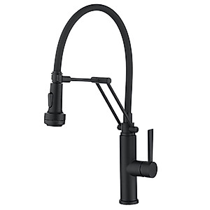 Folding Kitchen Faucet Pull Down Flexible Hose Kitchen Sink Faucet with 4 Function Sprayer 360° Rotation Stainless Steel Single Lever Kitchen Mixer Tap for Hot and Cold Water,Black (Color : Black)