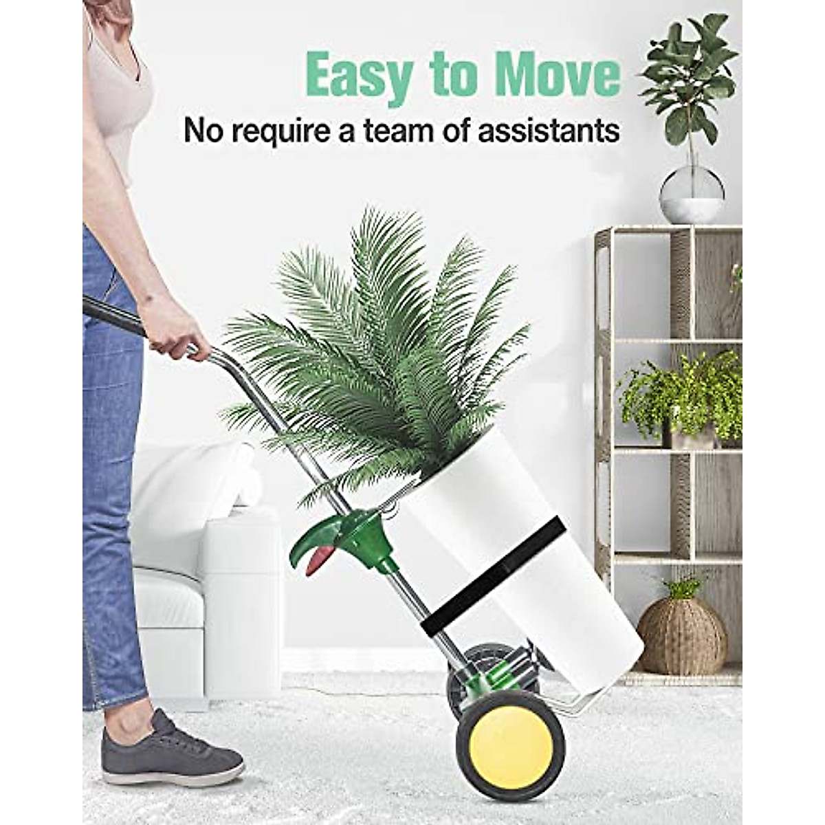 BRILAW Plant Dolly Caddy for Potted Plant,Adjustable Grip Arm Garden Flower Pot Mover with Fastening Cinch Strap