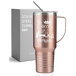 Onebttl Queen of the Camper Tumbler RV Gifts for Women, Coffee Mug for Campers, RV Enthusiasts, Motorhome Owners, Stainless Steel Insulated 1180ml/40oz