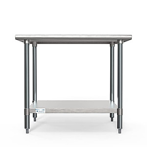 KoolMore Commercial 30” x 36” Stainless Steel Work Table with Wheels for Restaurant or Home Use, Under Storage Shelf for Food, Tools, and Hardware, Heavy Duty Metal Workspace (CT3036-18C), Silver