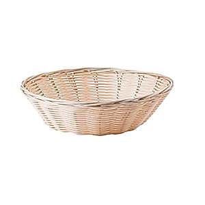 TableCraft 1175W Hand-Woven Round Plastic Basket - Dozen