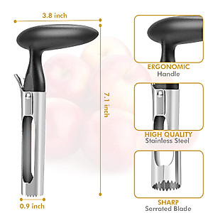 Apple Corer, Premium Stainless Steel Apple Corer Tool,Sturdy Ergonomic Handle, Easy to Use and Clean,Durable Apple Corer Remover for Pears, Bell Peppers, Fuji, Honeycrisp, Pink Lady Apples (black)