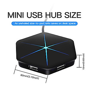 MefeCoorel USB Hub 6-Port USB 2.0 Hub USB Extension Cable Blue LEDs Extra USB Ports for Devices Such as PS4 Mac PC Laptop Computer Desktop