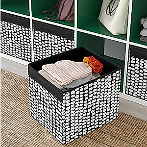 Cloth Storage Bins 13x15x13, Foldable Cubes Box Baskets Containers Organizer for Drawers, Home Closet, Shelf, Nursery, Cabinet, Large Set of 2 (Black & White)