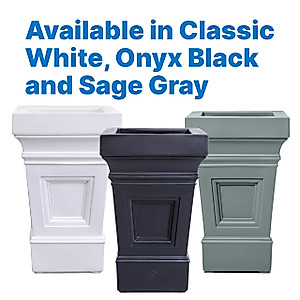 Step2 Atherton Square Planter, Large Planters for Outdoor Plants, Gardening and Flower Pot for Patio or Porch, Efficient Drainage, Durable Plastic, White, 2-Pack