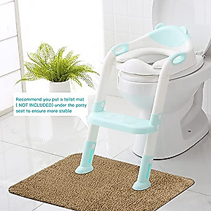 Potty Training Seat with Step Stool Ladder,SKYROKU Potty Training Toilet for Kids Boys Girls Toddlers-Comfortable Safe Potty Seat with Anti-Slip Pads Ladder (Blue)