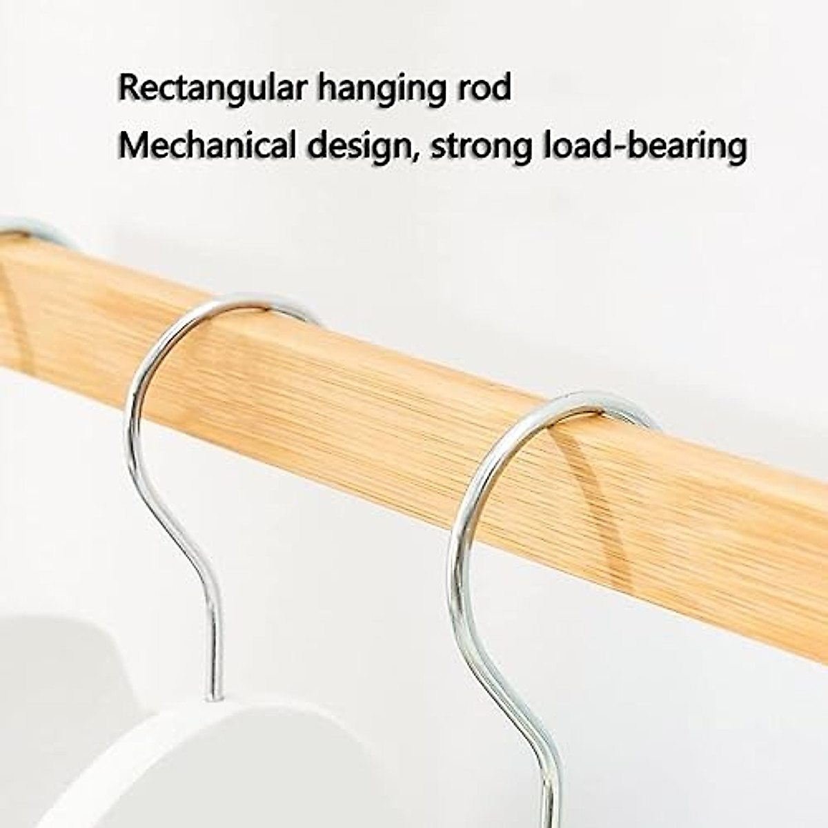 REROM Free Standing Coat Rack On Wheels,Bamboo Clothes Rails Garment Rails For Dress Pants Shoes Hats Easy Assembly Bedroom Floor Standing Garment Rack (Color : Log color, Size : 60cm)