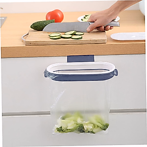 Garbage Bag Holder Trash Bag Hanging Bracket Waste Bin Hanger Organizer for Kitchen Cupboard Door Dark Blue
