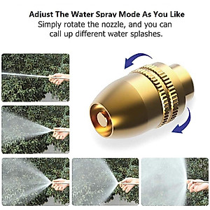 Garden Hose Nozzle,High Pressure Water Hose Nozzle Sprayer,3/4 Extra-Strong Solid Brass Connectors for Garden Hose,for Watering Plants,Lawn& Garden,Washing Cars,Cleaning,Showering Pets & Outdoor Fun