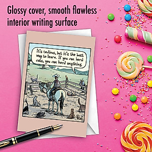 NobleWorks - 1 Funny Cartoon Birthday Greeting Card - Comic Humor, Happy Birthdays Celebration Card - Herd Anything C9285BDG