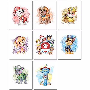 Nistio® Paw Patrol Wall Decor Prints, Paw Patrol Wall Art for Boys, Paw Patrol Room Decor, Paw Patrol Poster, Set of 8, 8x10 inches (Unframed)