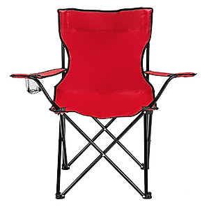 Vasitelan Outdoor Folding Camping Chair with Lumbar Back Support, Outdoor Lawn Chairs Arm Chair with Bag, Cup Holder (Red)