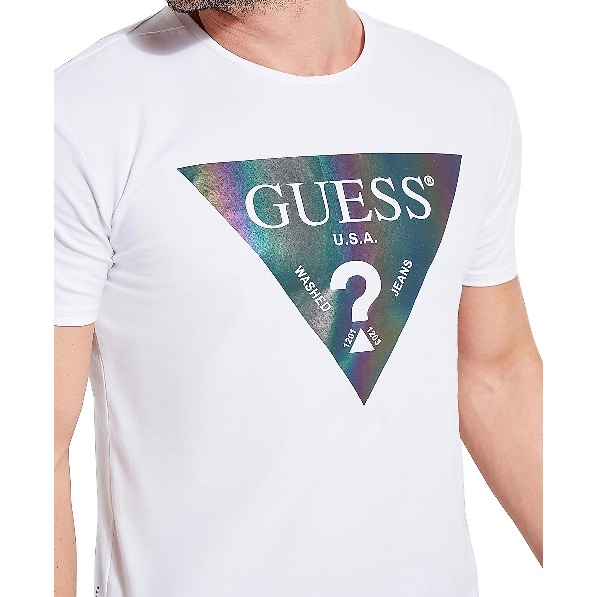 GUESS Men's Crewneck Short Sleeve Color Shades Tee