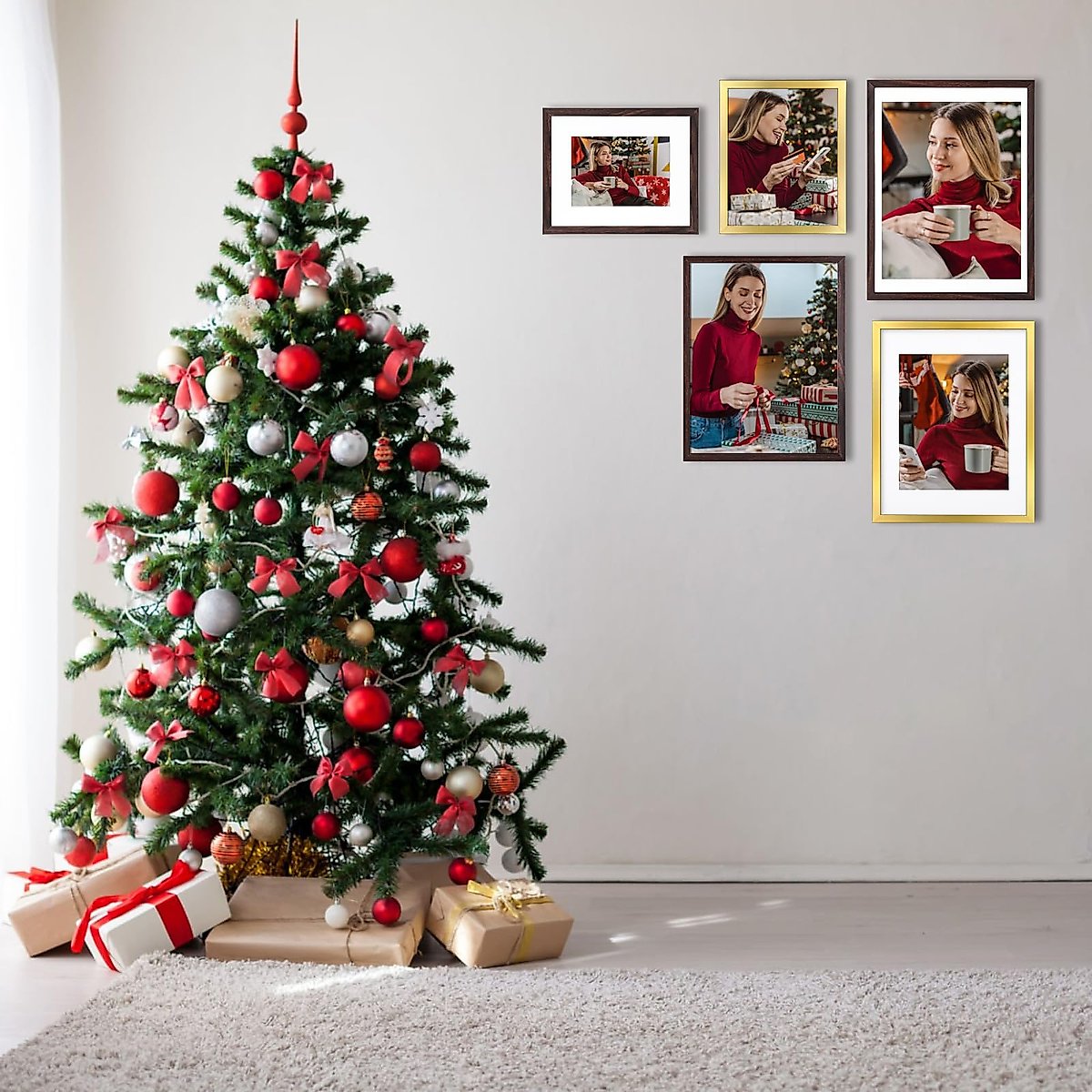 BSRHOME 11x14 Picture Frame Set of 2, Display Pictures 8x10 with Mat or 11x14 Without Mat for Tabletop Display and Wall Mounting, Distressed Brown